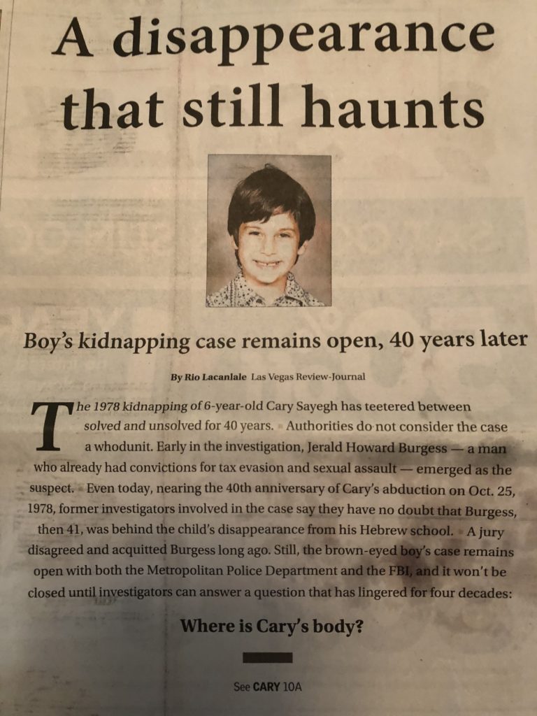 Cary Sayegh - A Long Missing Child, Letter Bombs, and Racial Murders